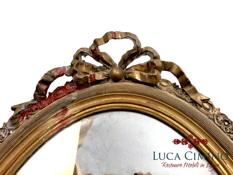 Restauro Specchio Antico Stile Napoleone III Caduto a Terra